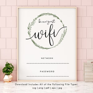 Wifi Password Sign, Wifi Sign, Wifi Network Sign, Be Our Guest, Wifi ...