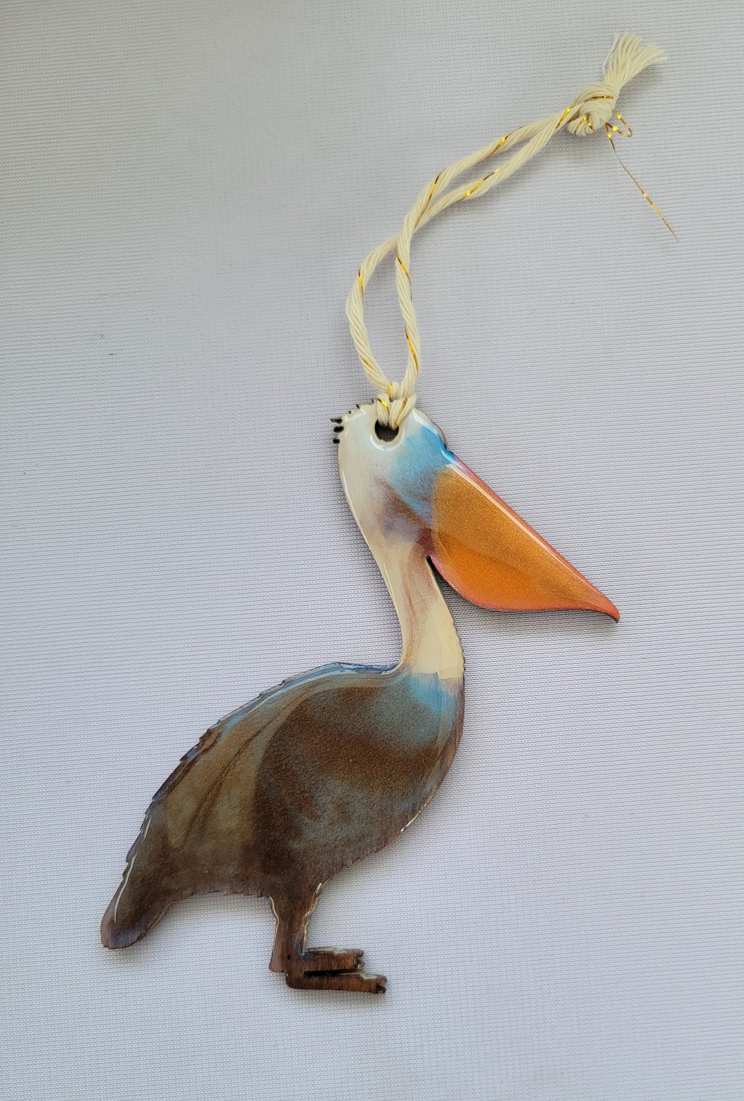Pelican Ornament Louisiana Pelican Art Coastal Southern Art Handmade ...