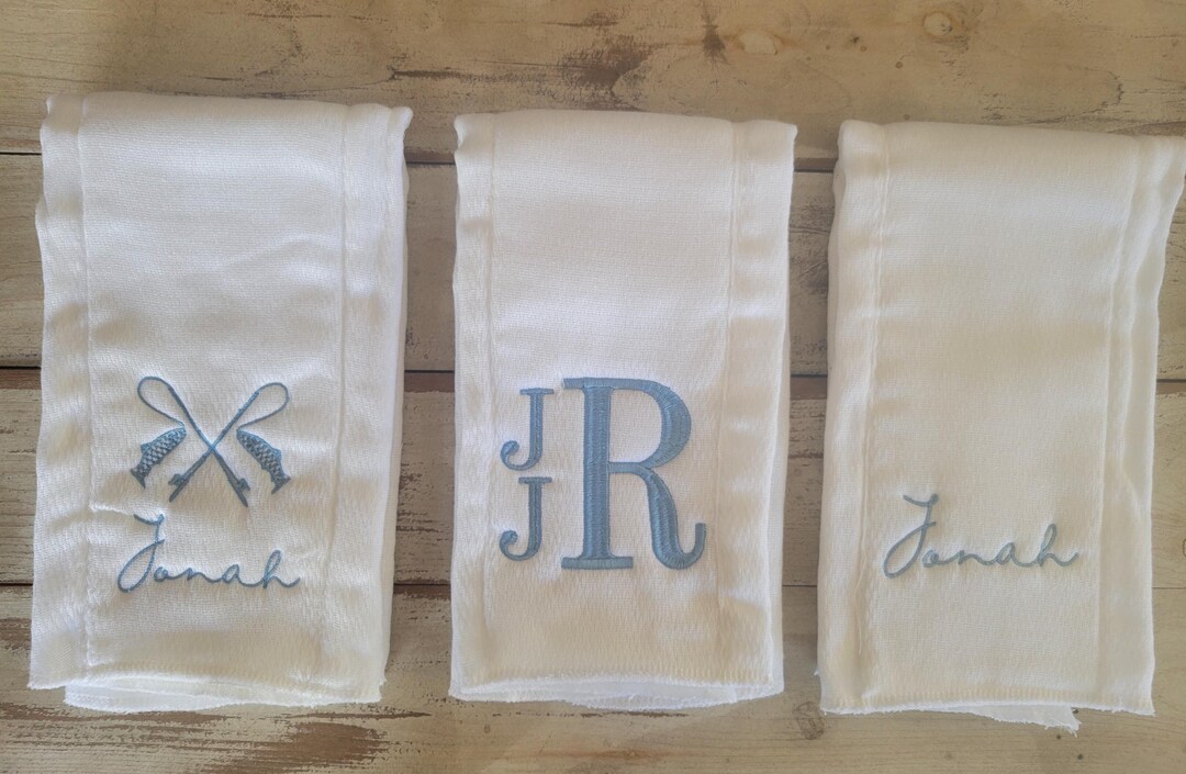 Baby Burp Cloth Personalized Set of 3 | Fishing Monogrammed Burp Cloth ...