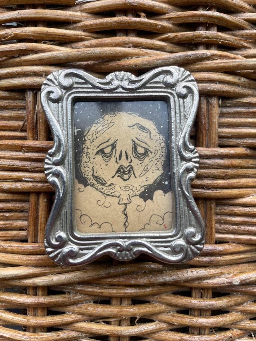 Mini Framed Moon Art. Creepy Night Illustration. - Etsy