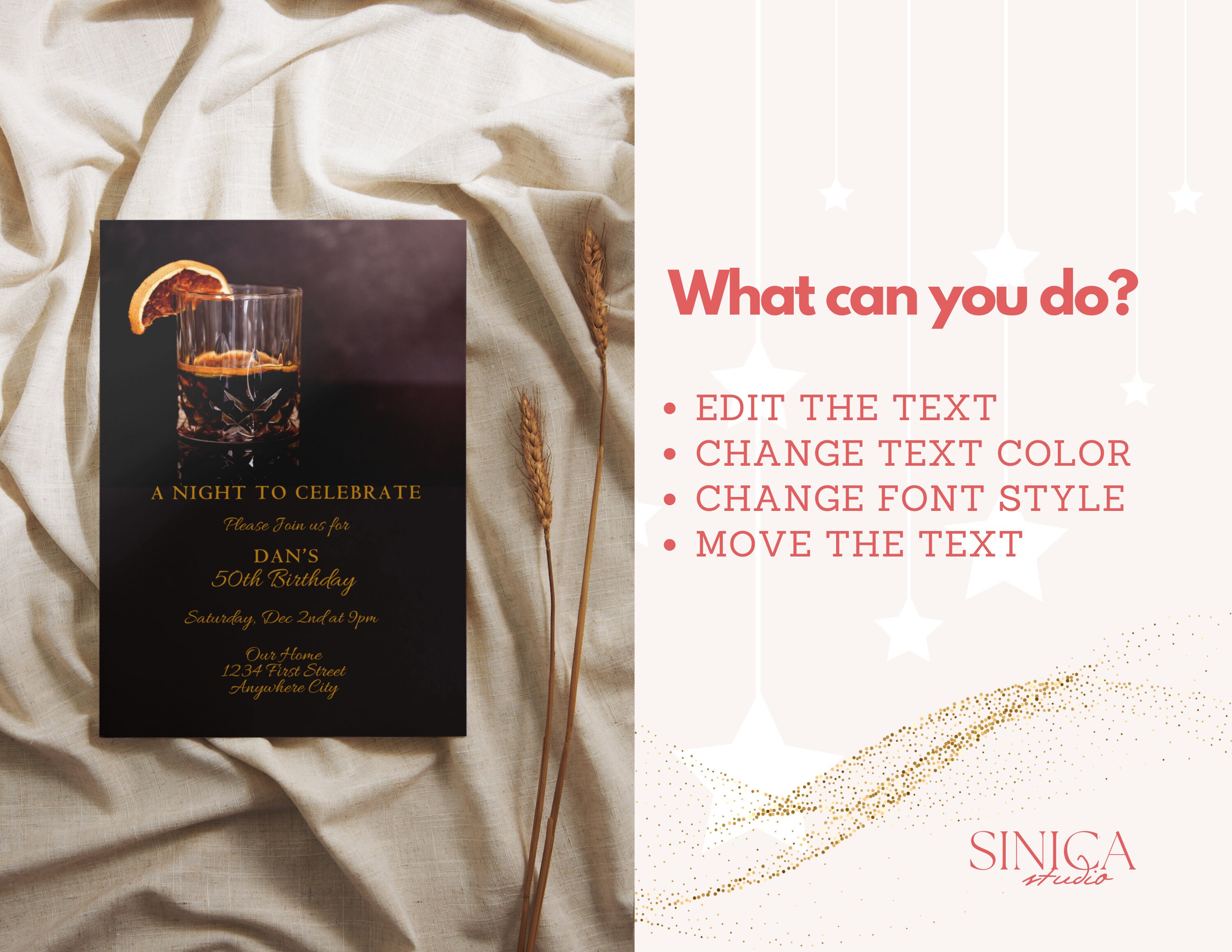 Whiskey Party Birthday Invitation, Rum Party Invite - Editable Template ...