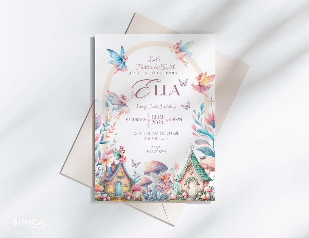 Fairyland Birthday Invitation: Enchanted Forest Party, Editable Canva ...