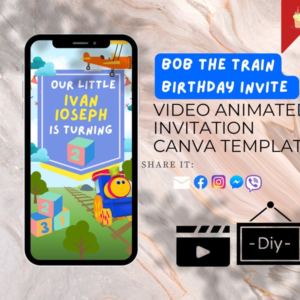 Bob the Train Invitation Template - Etsy