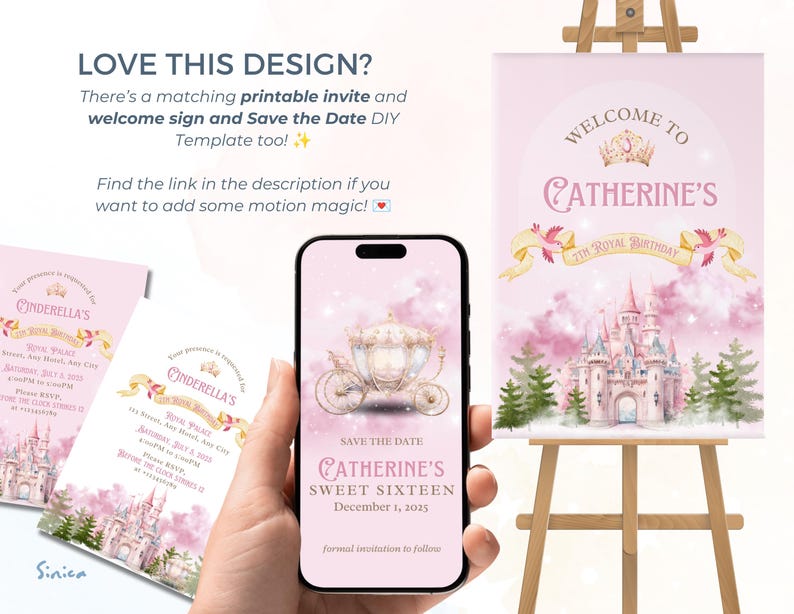 Encanted Princess Fairytale Animated Video Invitation Canva Template ...