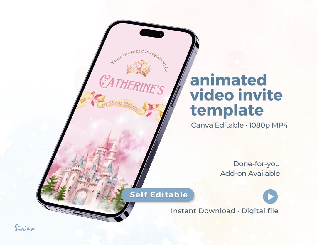 Encanted Princess Fairytale Animated Video Invitation Canva Template ...
