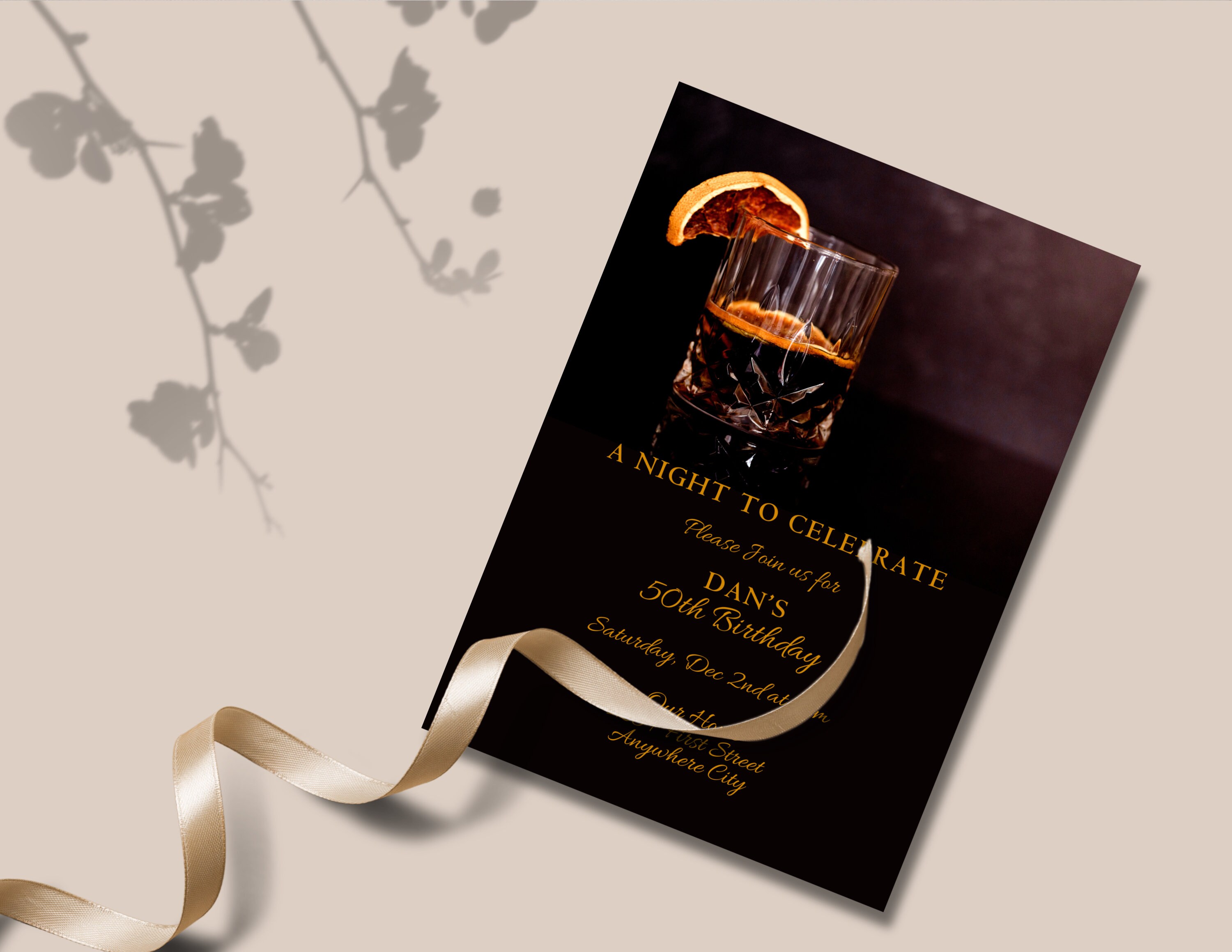 Whiskey Party Birthday Invitation, Rum Party Invite - Editable Template ...