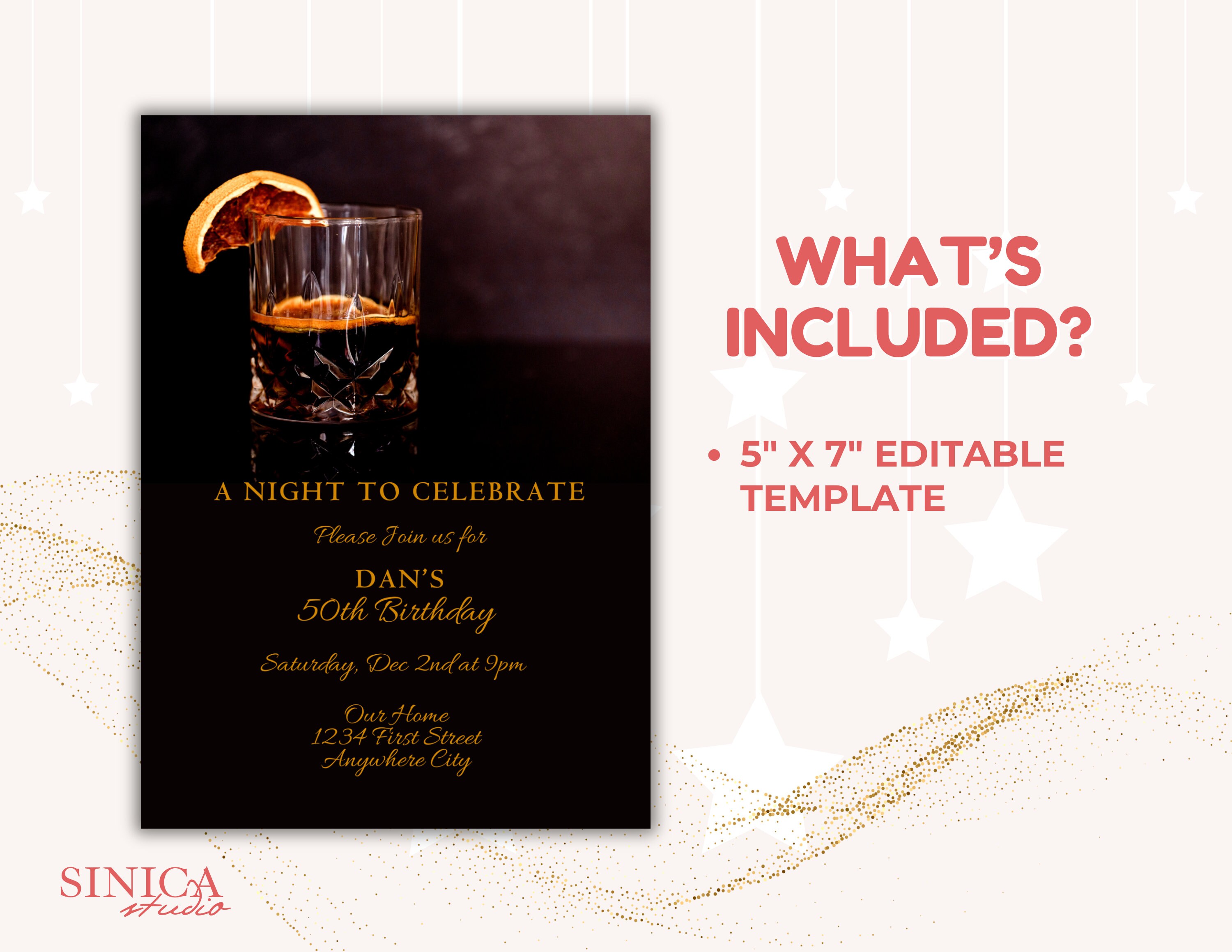 Whiskey Party Birthday Invitation, Rum Party Invite - Editable Template ...