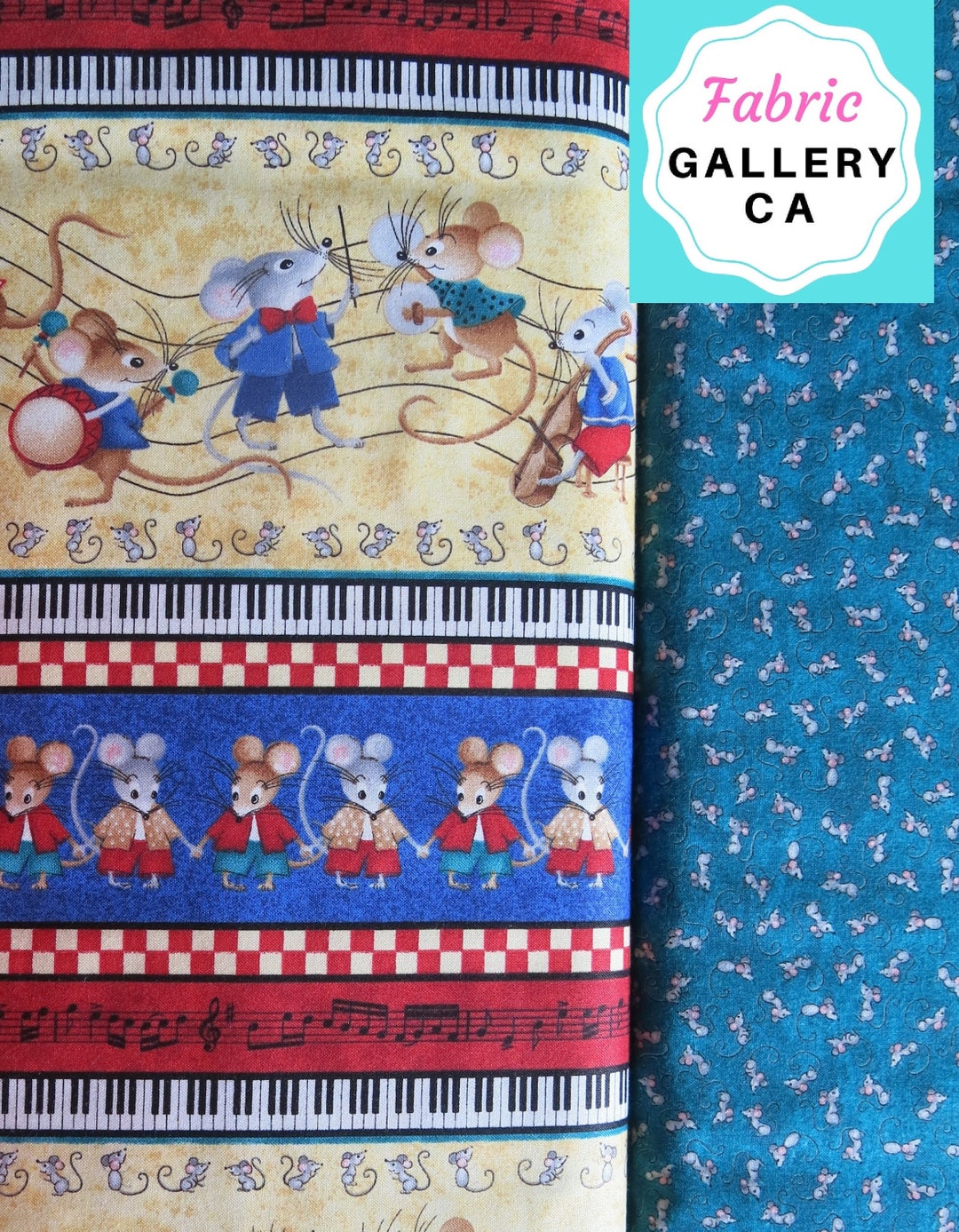 PRE-SALE, Cotton Fabric, Mice Stripe, Matching Tiny Mice Print, Children's Fabric, Fabric by ...