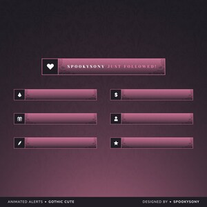 Gothic Cute Animated Stream Package Gaming Chatting Overlays Twitch Panels Animated Alerts Dark ...