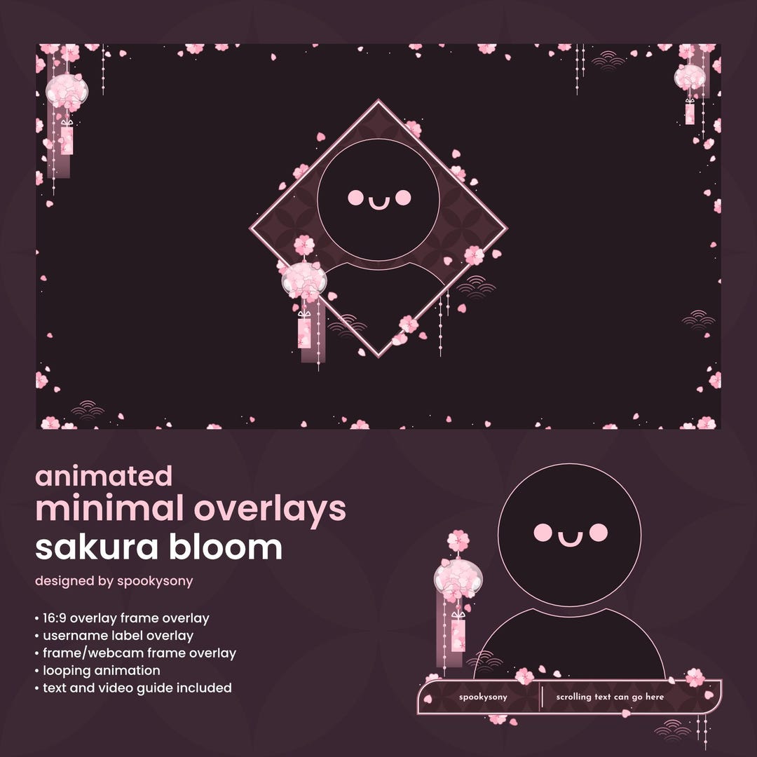 Animated Overlay Set | Sakura Bloom Pink | Border Overlay | Webcam ...