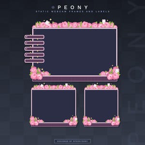 Peony Static Stream Set | Webcam Frames | Chatbox Frames | Twitch ...