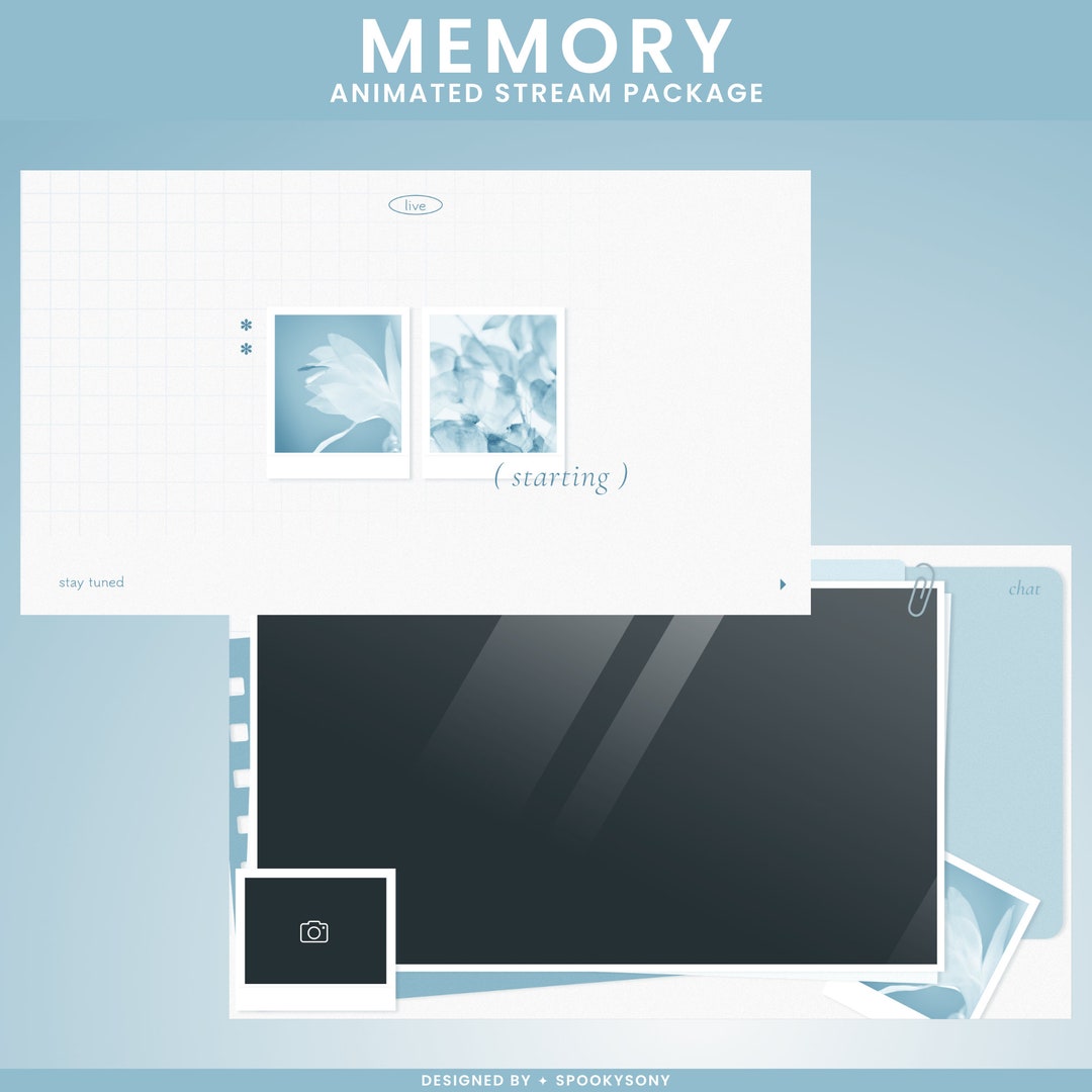 Memory Animated Stream Set Cozy Pastel Gaming Chatting Overlays Pretty Floral Screens Vtuber ...