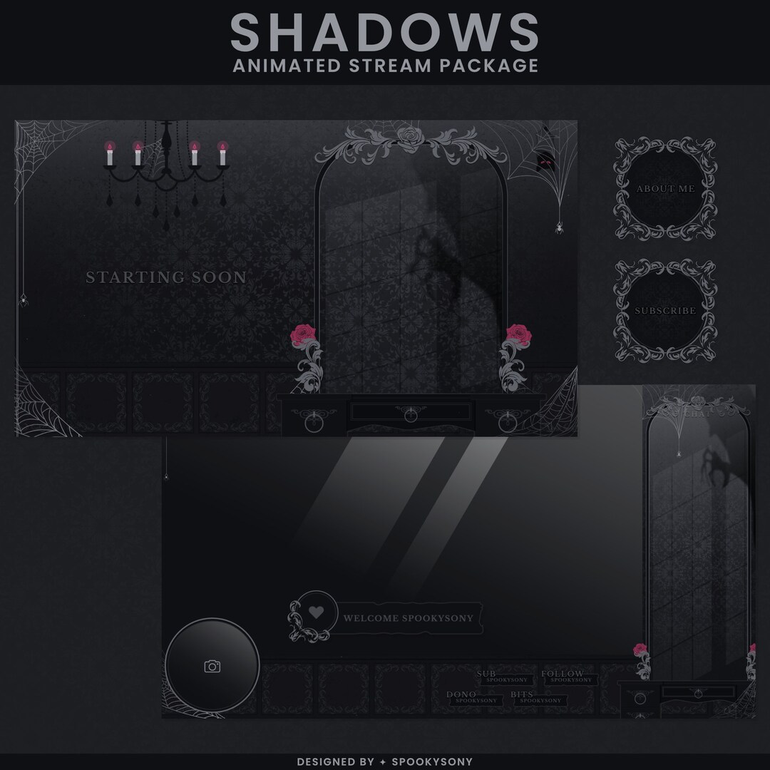 Shadows Animated Stream Package Gaming Chatting Overlays Twitch Panels ...