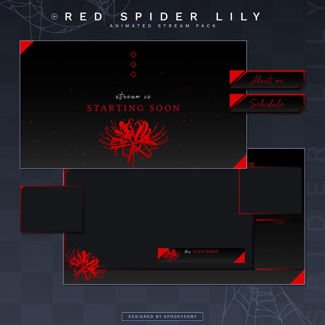 Red Spider Lily Animated Stream Package | Gaming Chatting Overlays ...