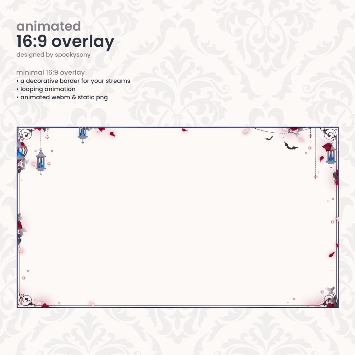 Animated Overlay Set | Gothic Minimal | Border Overlay | Webcam Frame ...
