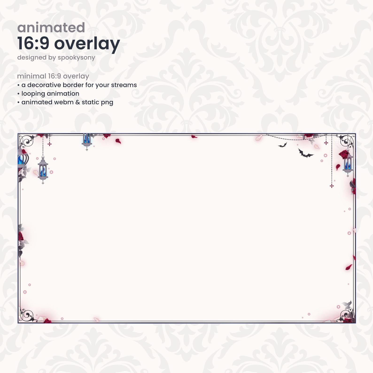 Animated Overlay Set | Gothic Minimal | Border Overlay | Webcam Frame ...