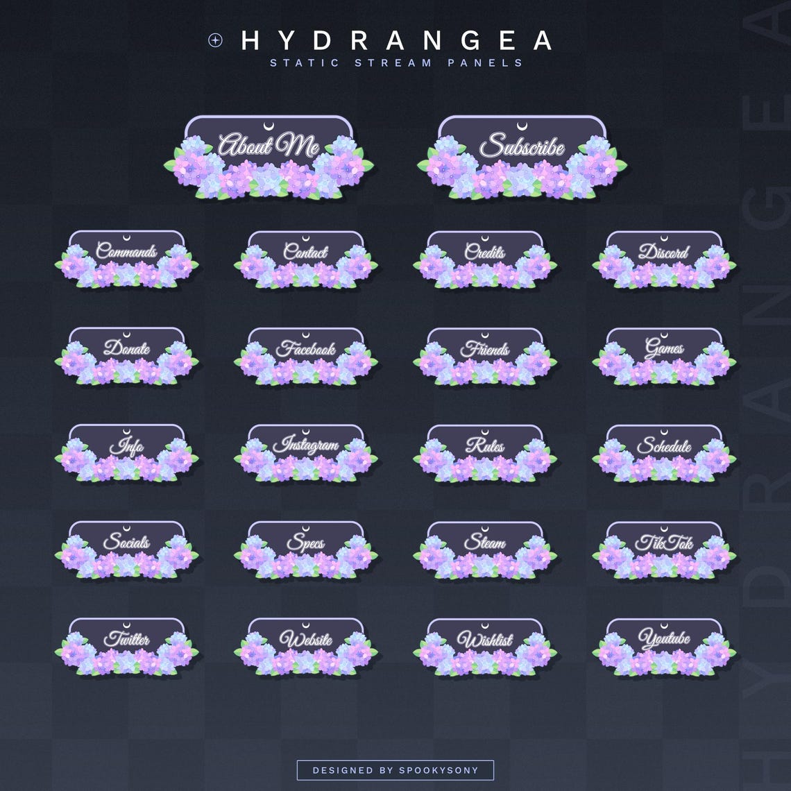 Hydrangea Static Stream Set | Webcam Frames | Chatbox Frames | Twitch ...