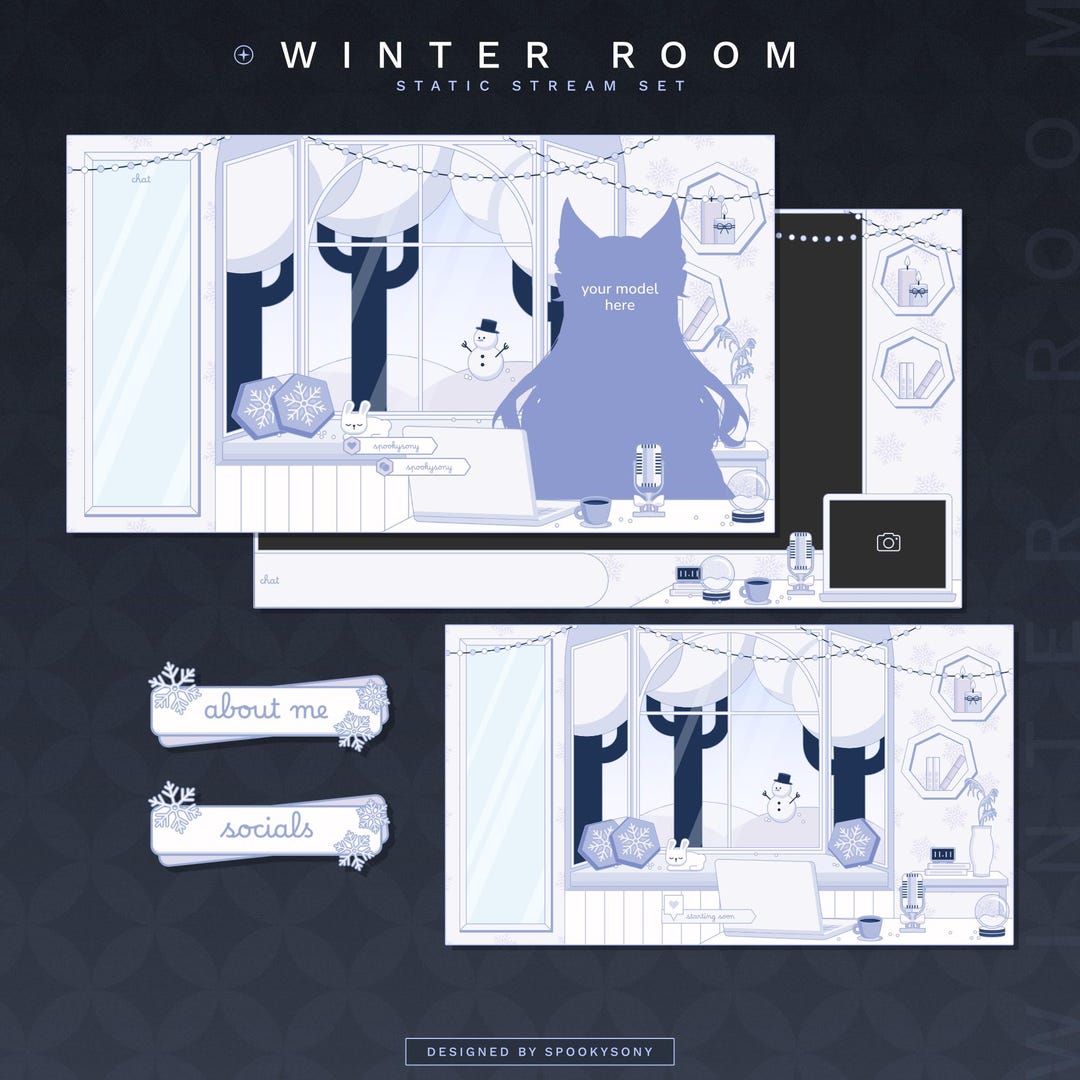 Winter Room Static Stream Package | Gaming Chatting Overlays | Twitch ...
