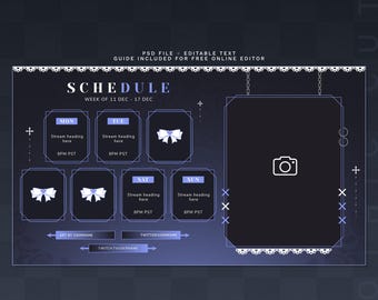 Gothic Cute Stream Schedule | Editable PSD Schedule | Dark Aesthetic ...