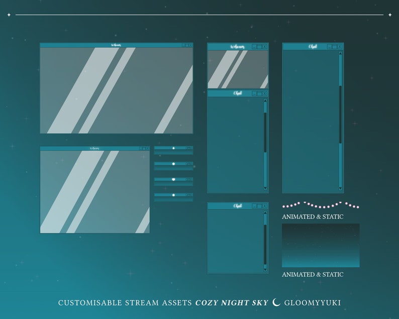 Cozy Night Sky Stream Package Animated Stream Overlay - Etsy Australia