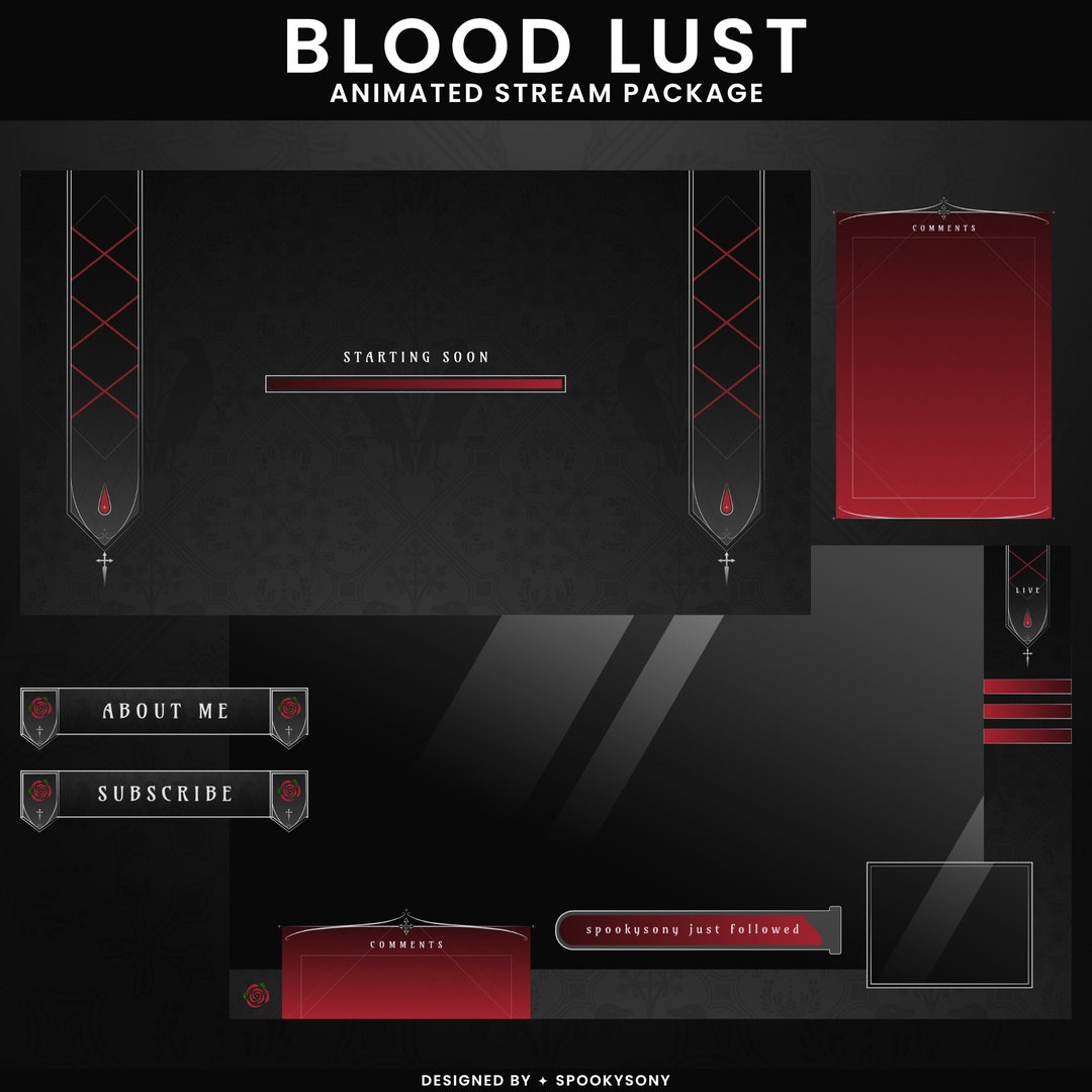 Blood Lust Animated Stream Package Gaming Chatting Overlays Twitch ...