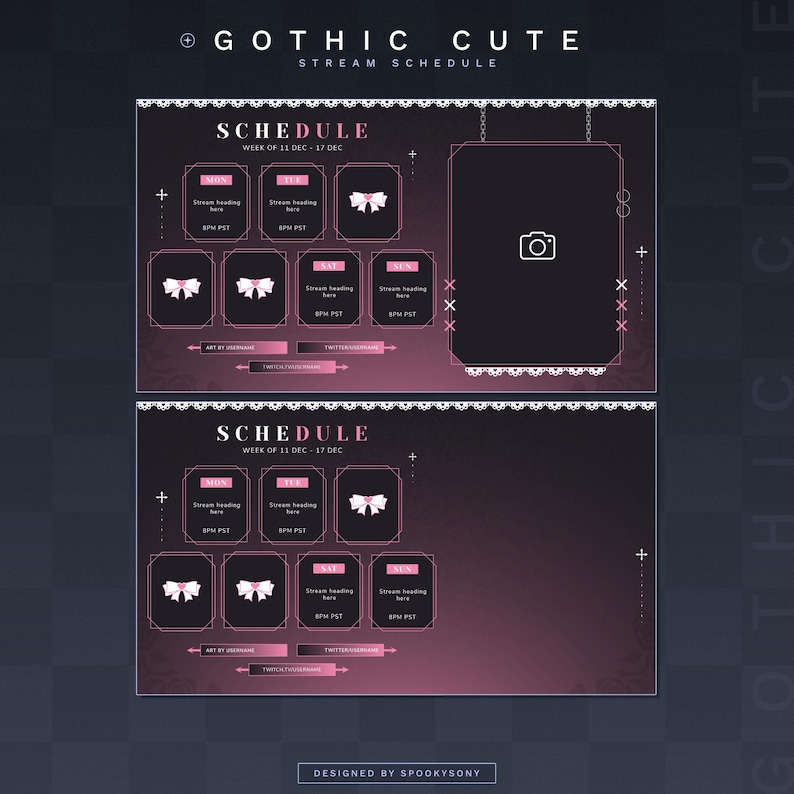 Gothic Cute Stream Schedule | Editable PSD Schedule | Dark Aesthetic ...