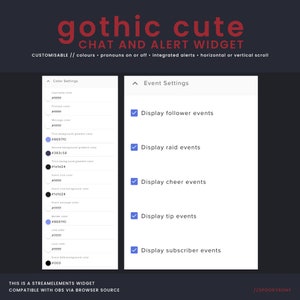 Gothic Cute Chat & Alert Stream Widget | Horizontal and Vertical Scroll ...