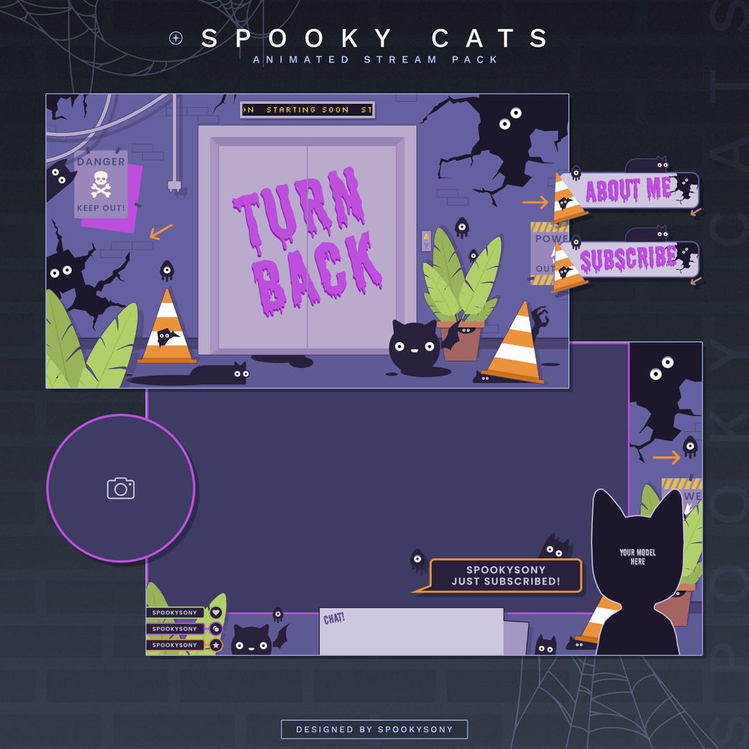 Spooky Cats Animated Stream Package | Gaming Chatting Overlays | Twitch ...