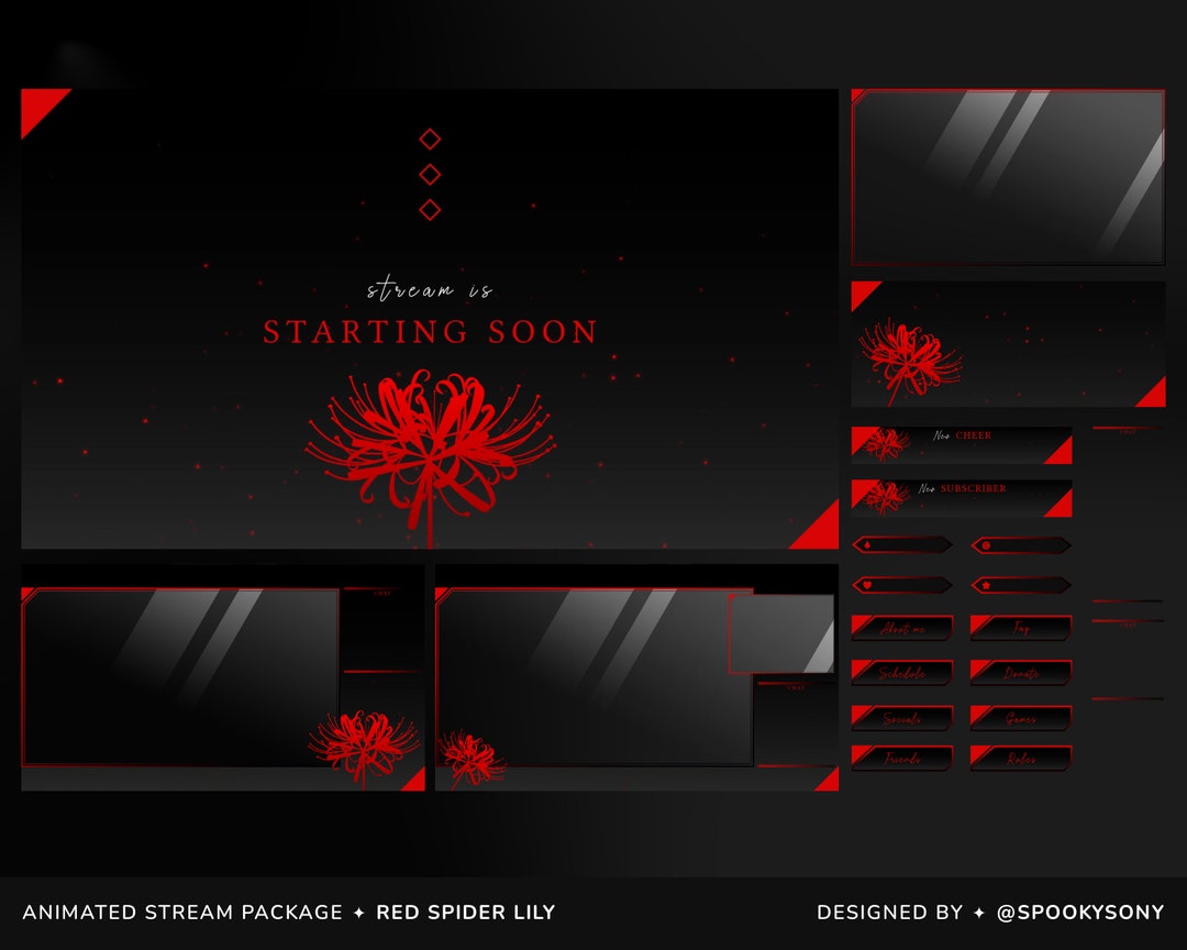 Red Spider Lily Animated Stream Package Gaming Chatting Overlays Twitch ...