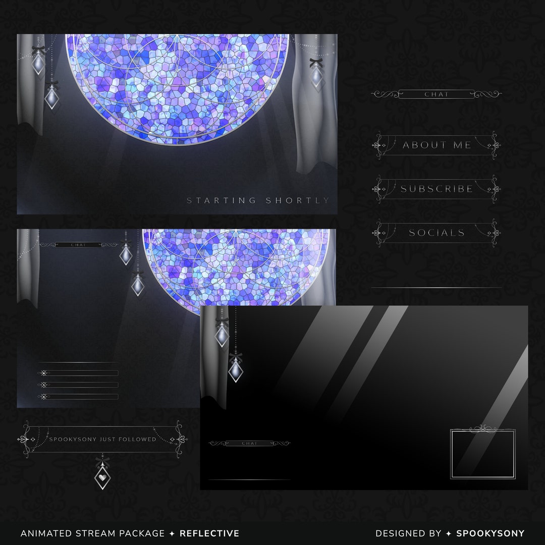 Reflective Animated Stream Package Gaming Chatting Overlays Twitch ...
