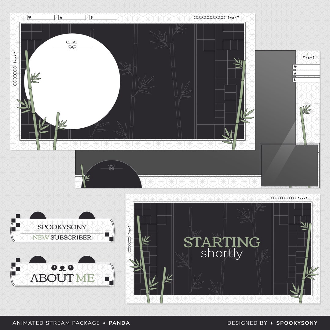 Panda Animated Stream Package Gaming Chatting Overlays Twitch Panels ...