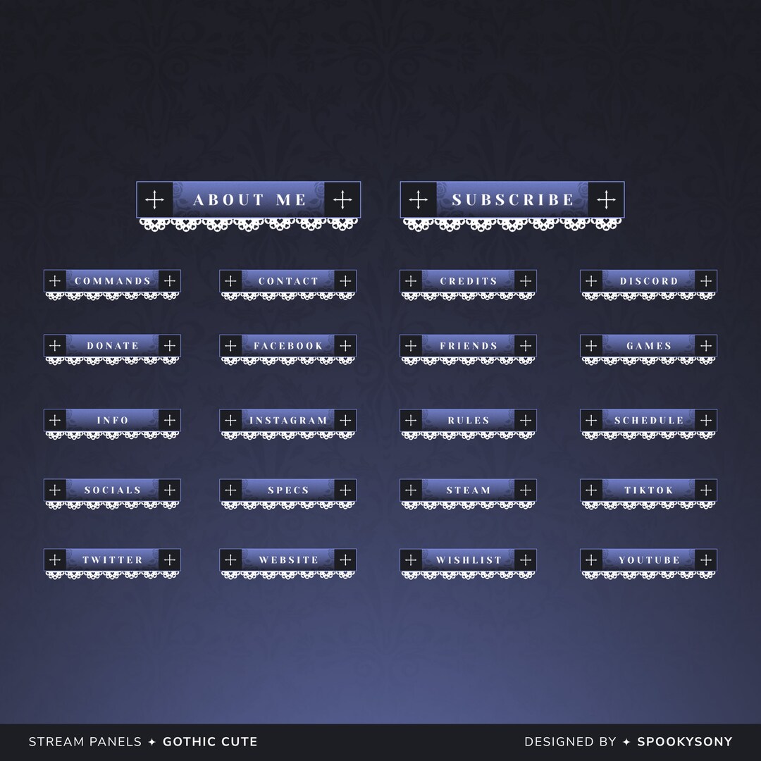 Gothic Cute Panels Twitch Stream Panels Aesthetic Streamer Youtube Dark ...