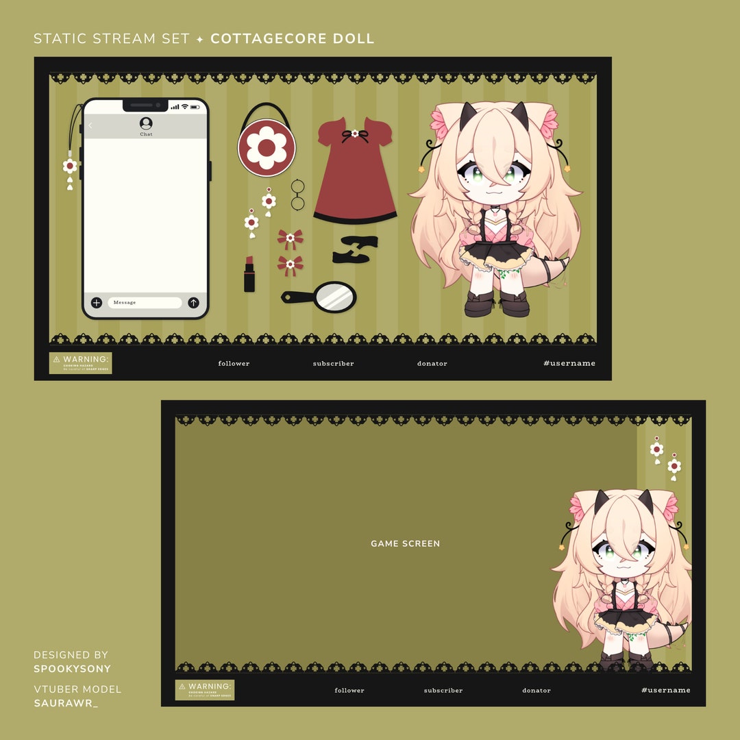 Cottagecore Doll Vtuber Overlays Static Screen Twitch - Etsy Australia