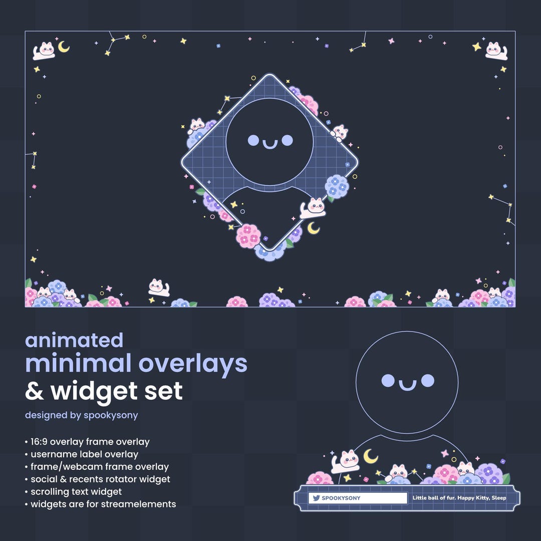 Animated Overlay & Widgets Set | Hydrangea Bloom Cat | Border Overlay ...