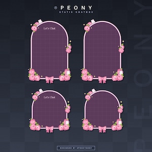 Peony Static Stream Set | Webcam Frames | Chatbox Frames | Twitch ...