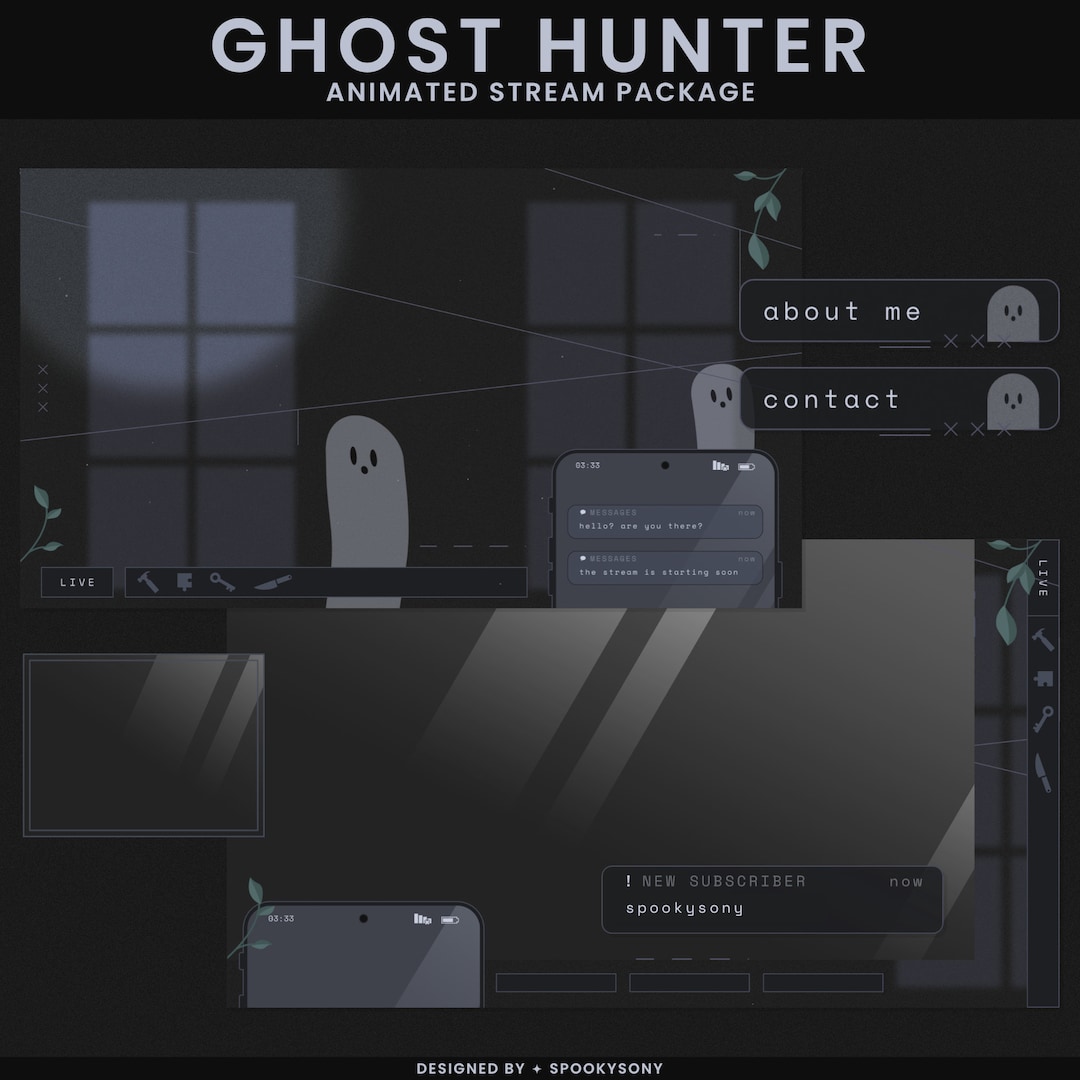 Ghost Hunter Animated Stream Package Gaming Chatting Overlays Twitch ...
