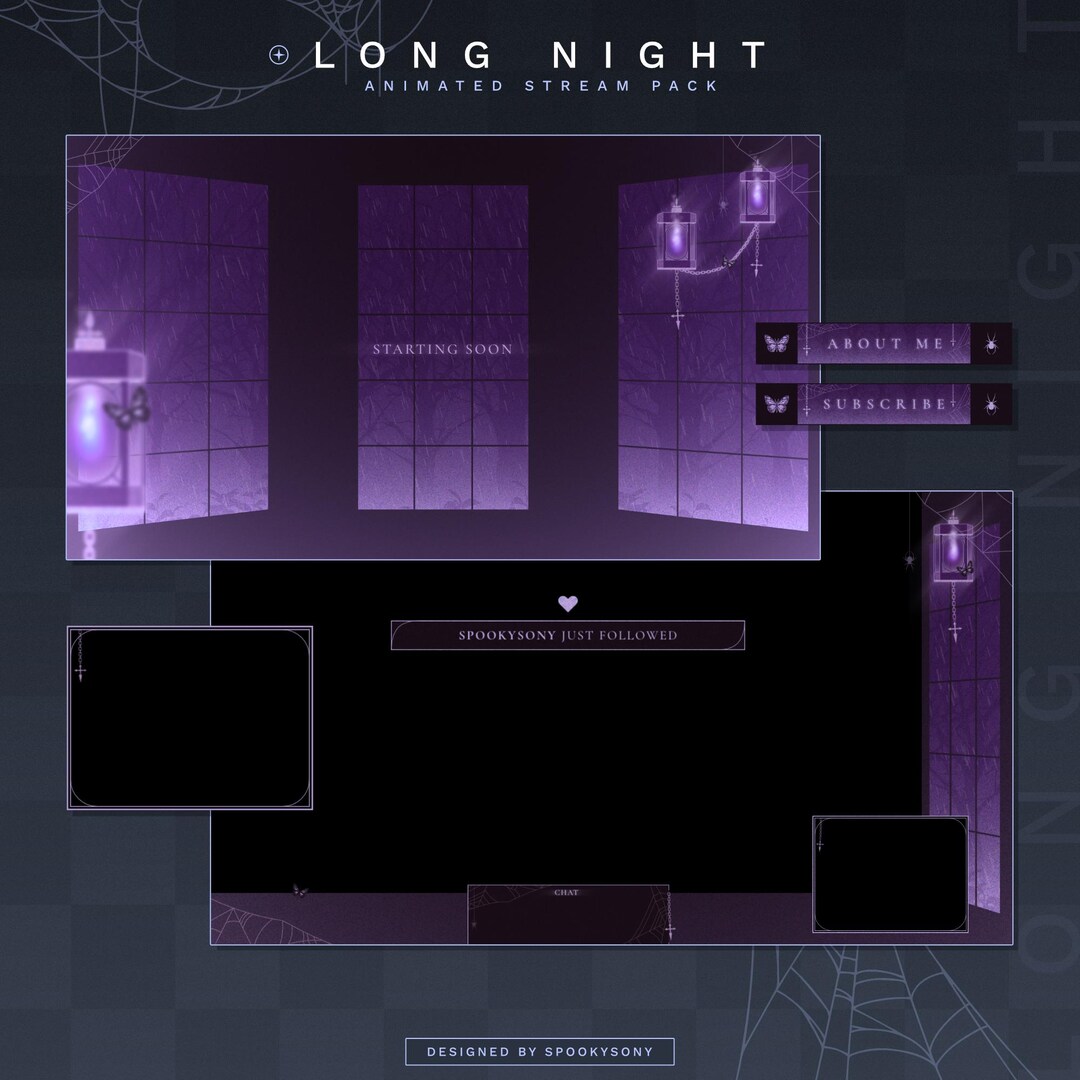 Long Night Animated Stream Package | Gaming Chatting Overlays | Twitch ...