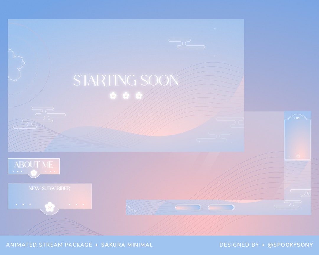 Sakura Minimal Animated Stream Package Gaming Chatting Overlays Twitch Panels Animated Alerts ...
