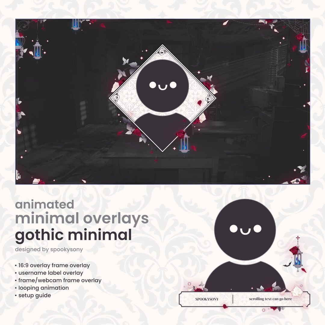 Animated Overlay Set | Gothic Minimal | Border Overlay | Webcam Frame ...