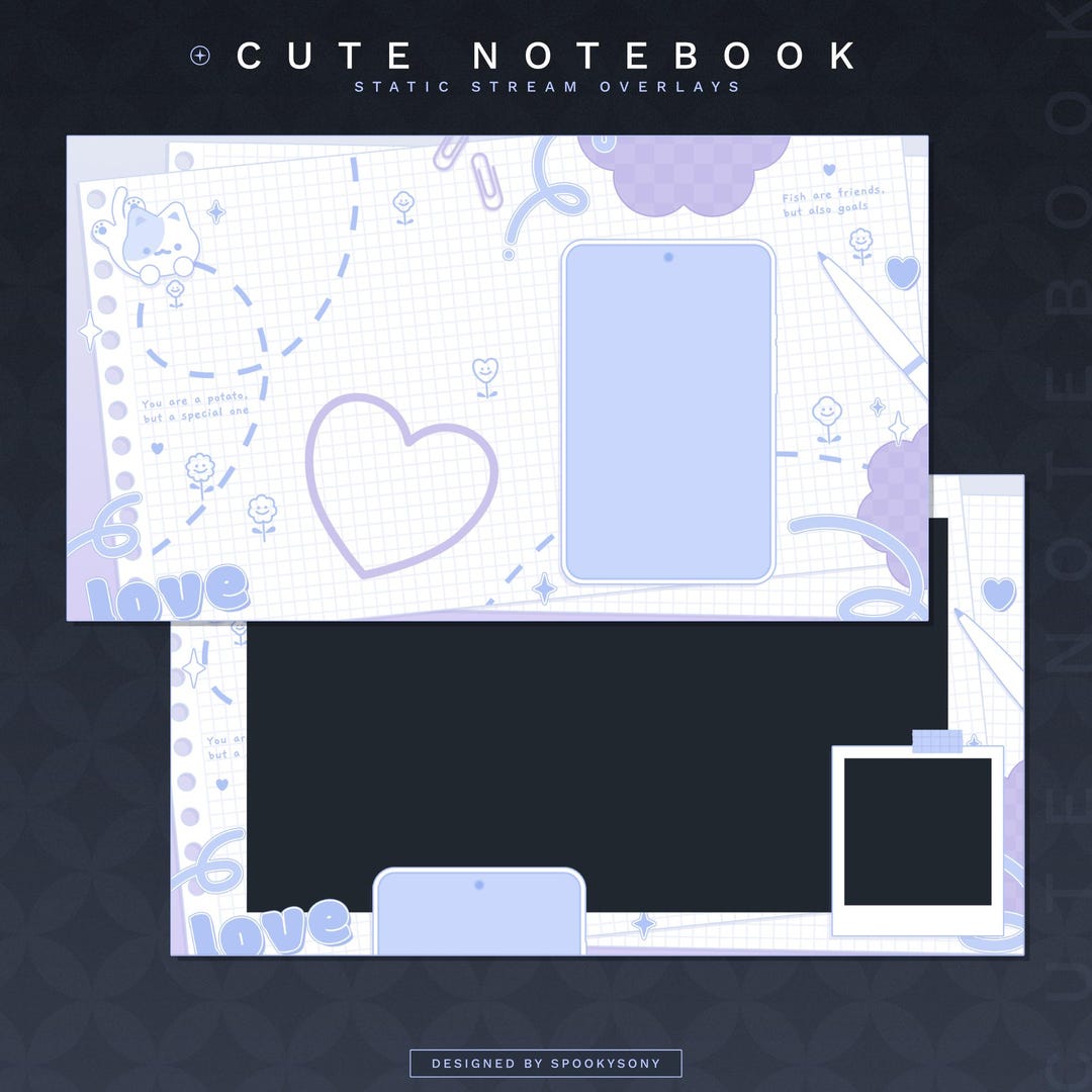 Cute Notebook Static Stream Overlays | Gaming Overlays | Just Chatting ...