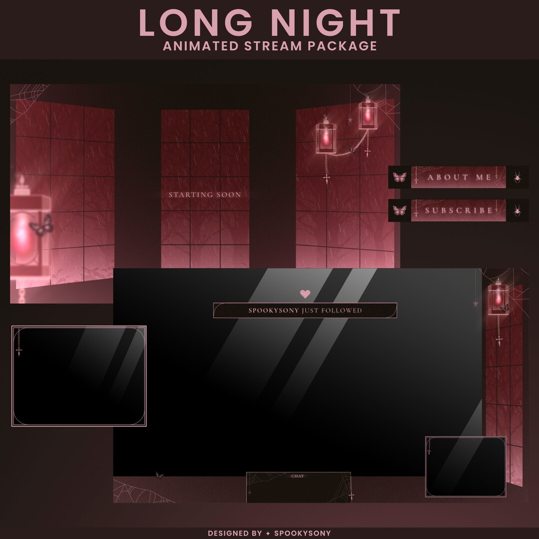 Long Night Animated Stream Package Gaming Chatting Overlays Twitch ...
