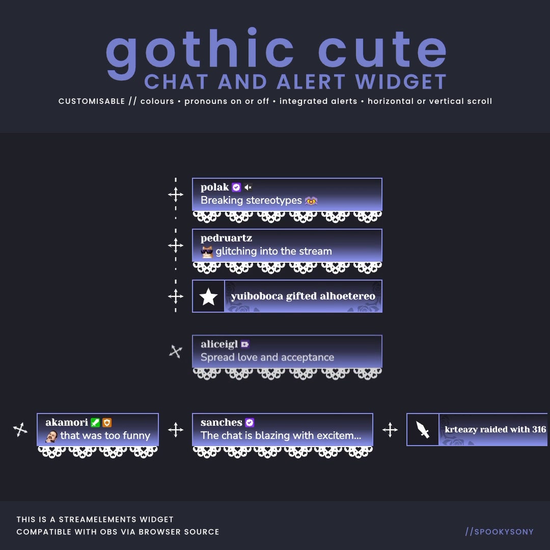 Gothic Cute Chat & Alert Stream Widget | Horizontal and Vertical Scroll ...
