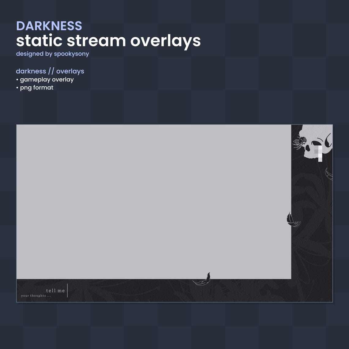 Static Stream Overlays | Darkness | Gaming Overlays | Just Chatting ...