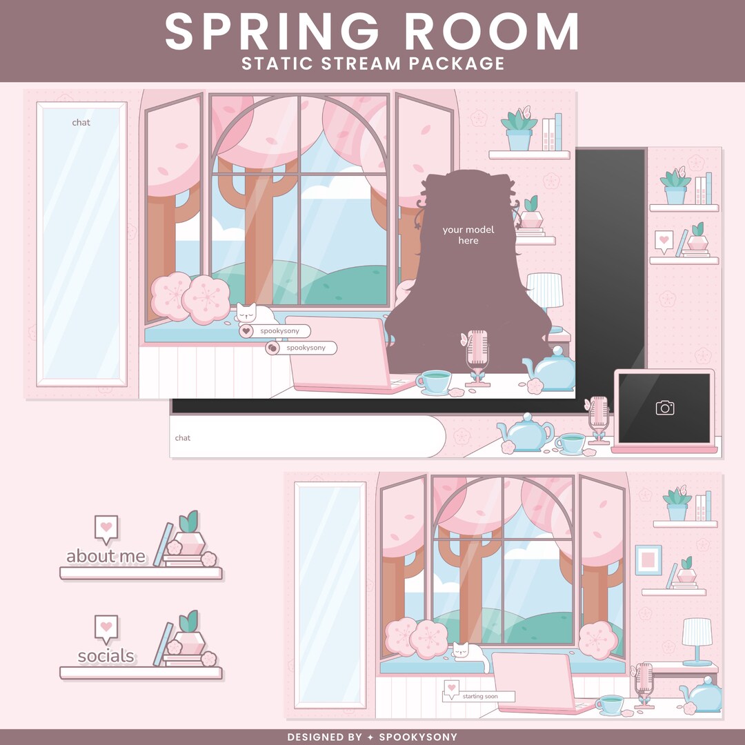 Spring Room Static Stream Package Gaming Chatting Overlays Twitch ...