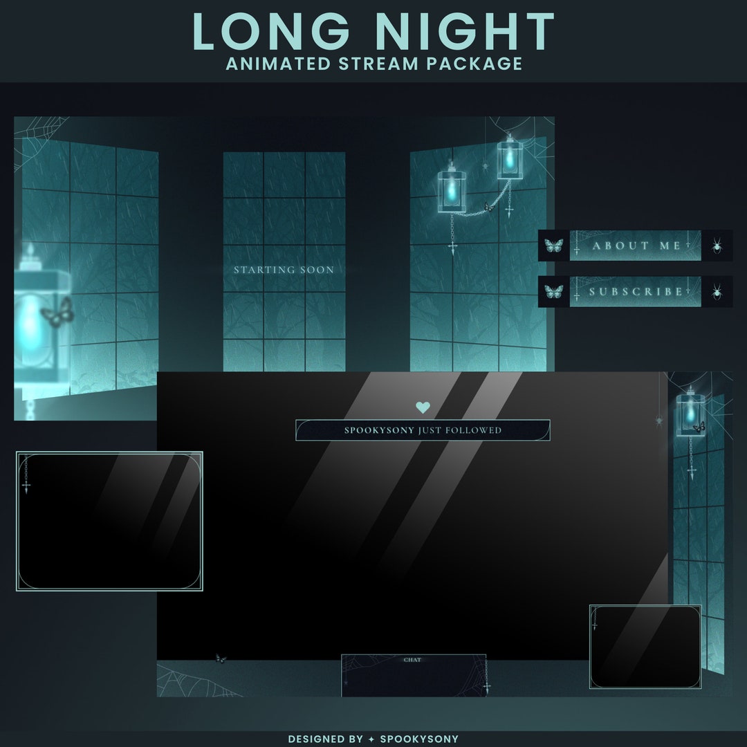 Long Night Animated Stream Package Gaming Chatting Overlays Twitch ...