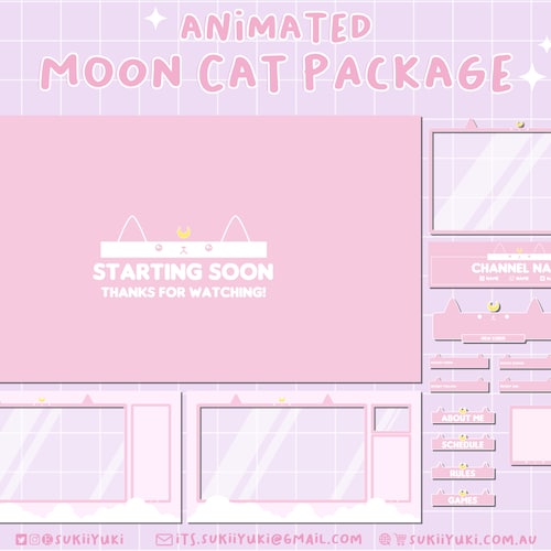 ANIMATED White Kitty Cat Twitch Stream Alerts | Etsy