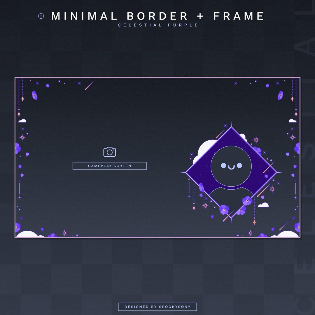 Static Border Overlay + Webcam Frame | Celestial Bloom | Gaming ...