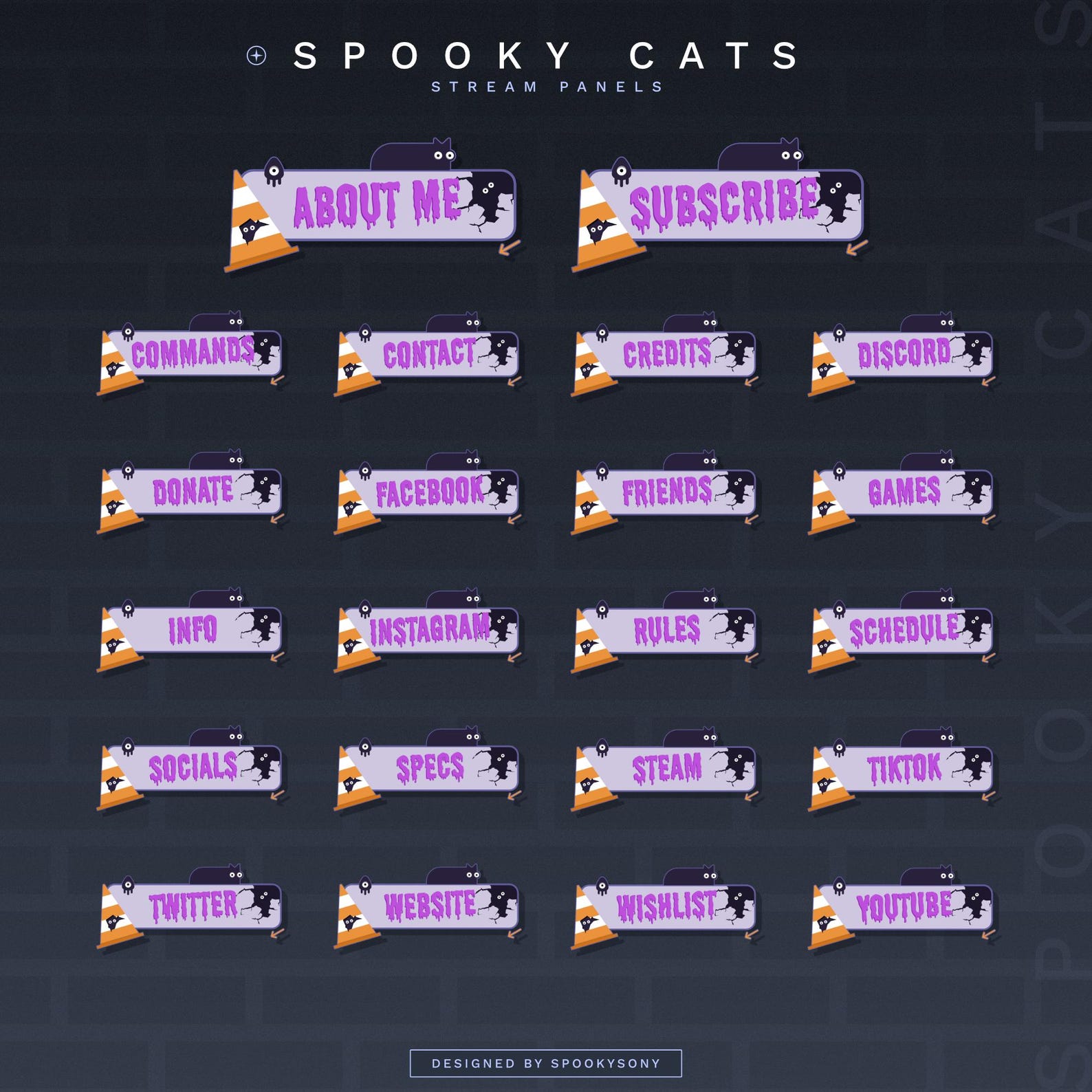 Spooky Cats Animated Stream Package | Gaming Chatting Overlays | Twitch ...