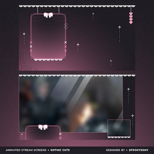 Gothic Cute Animated Stream Package Gaming Chatting Overlays Twitch Panels Animated Alerts Dark ...