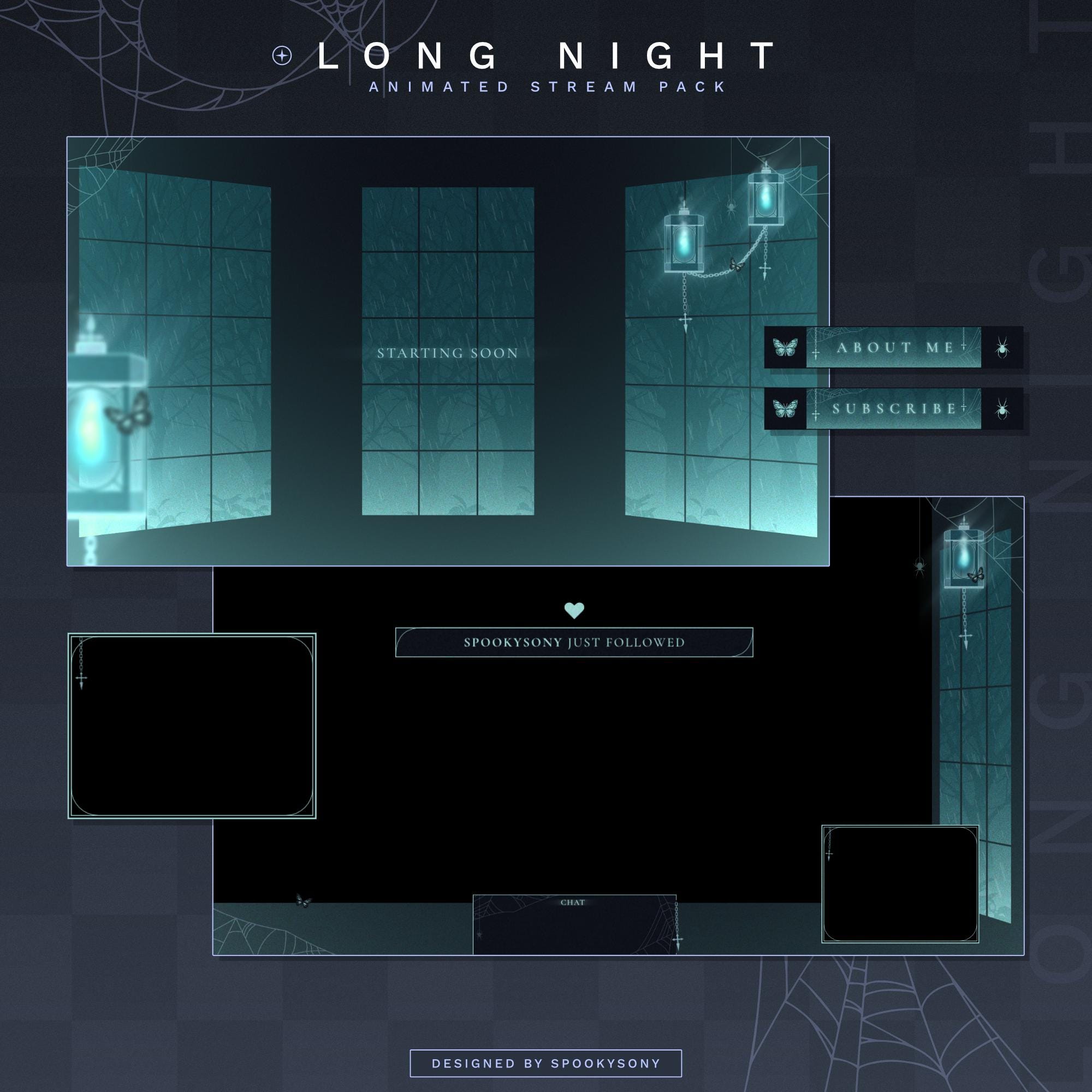 Long Night Animated Stream Package | Gaming Chatting Overlays | Twitch ...